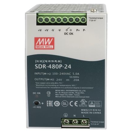 ZI 24V/20A SDR-480P-24 zasilacz na szynę DIN