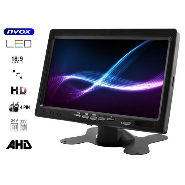 Monitor 7" TFT 4PIN DUAL AHM607 NVOX 12V 24V AHD